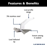 LEWMAR 140 lbs DTX Stainless Steel Anchor (63kg) | 0057263