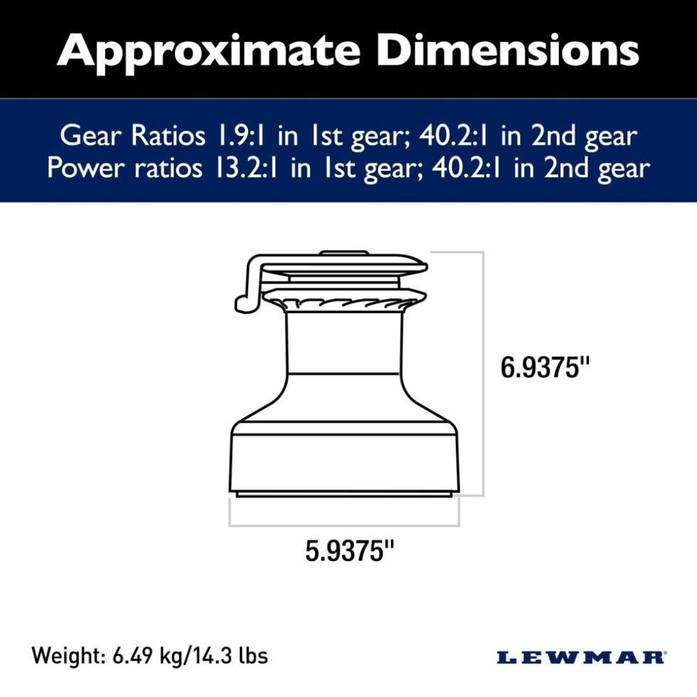 Lewmar Ocean Self Tailing Winch 40CST Two Speed Chrome