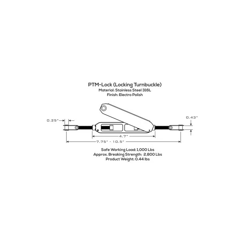 Precision Tech Covered Locking Turnbuckle (CLT) - 316 Stainless Steel