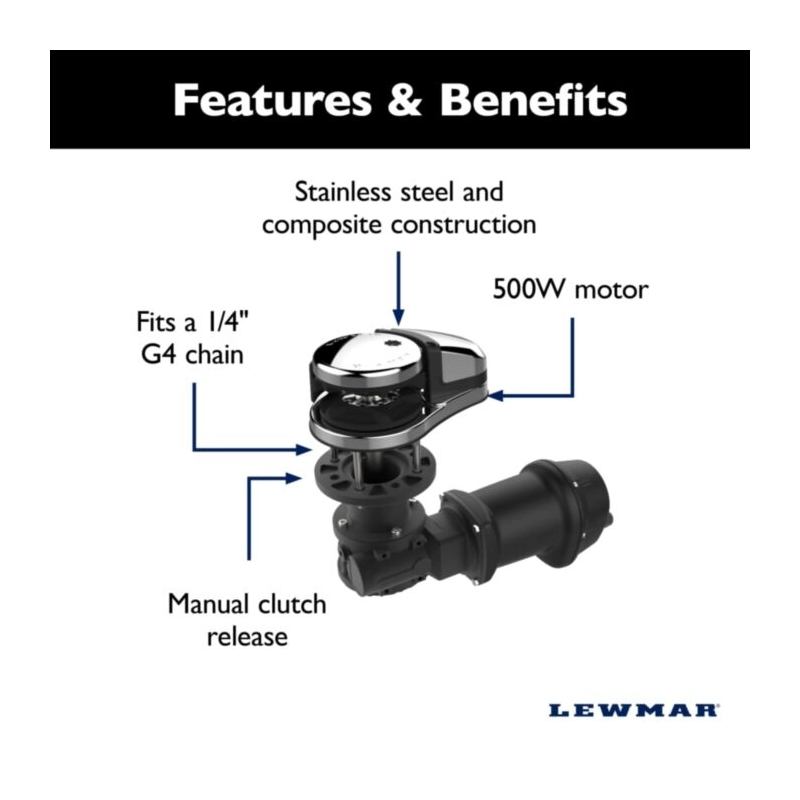 Lewmar VX1 Vertical Windlass 6/7MM Gypsy 500 Watt | 69100031