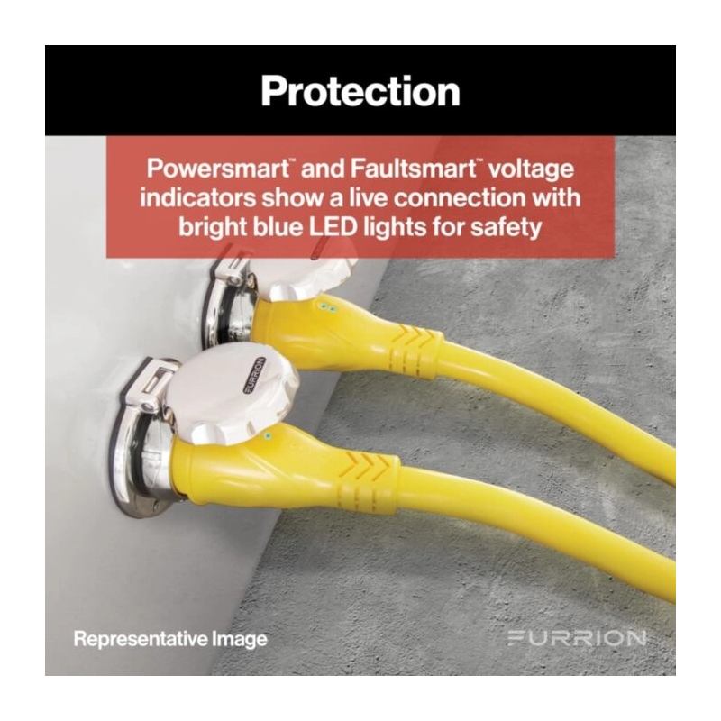 Furrion Pigtail Adapter - 50A 125V Connector to 30A Plug, Yellow FP5030-SY