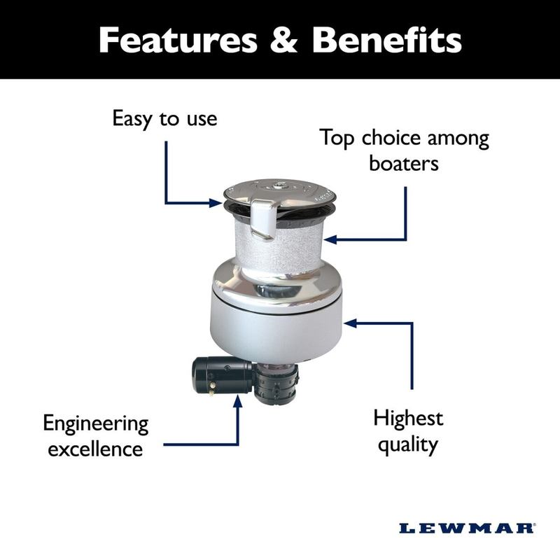 Lewmar 55E EVO Self Tailing ELS Winch with Load Sensing Control Box Chrome